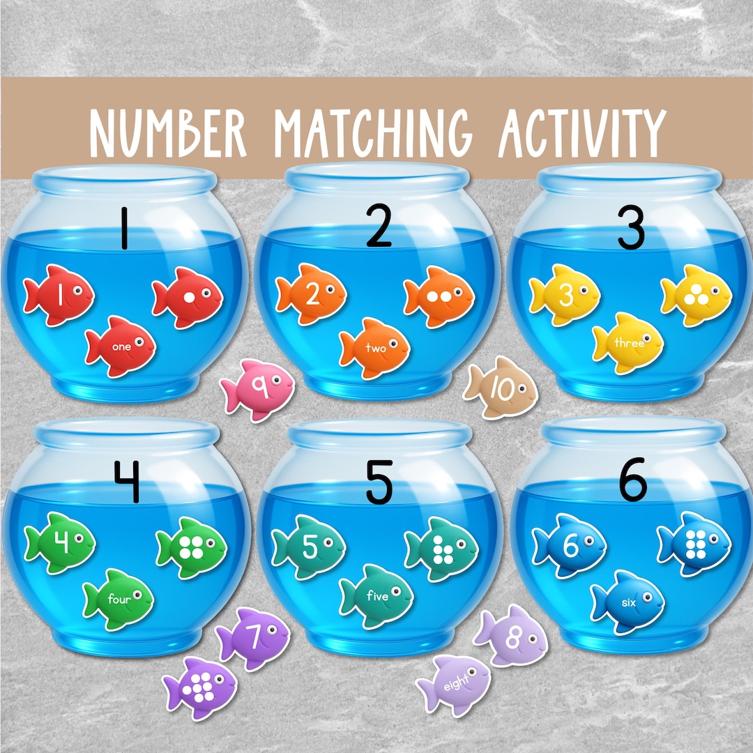 Fish Number Matching Activity – Match Numerals, Words & Dots ...