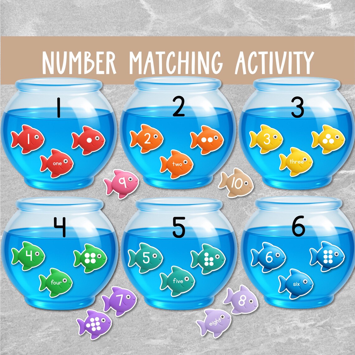 Fish Number Matching Activity – Match Numerals, Words & Dots ...