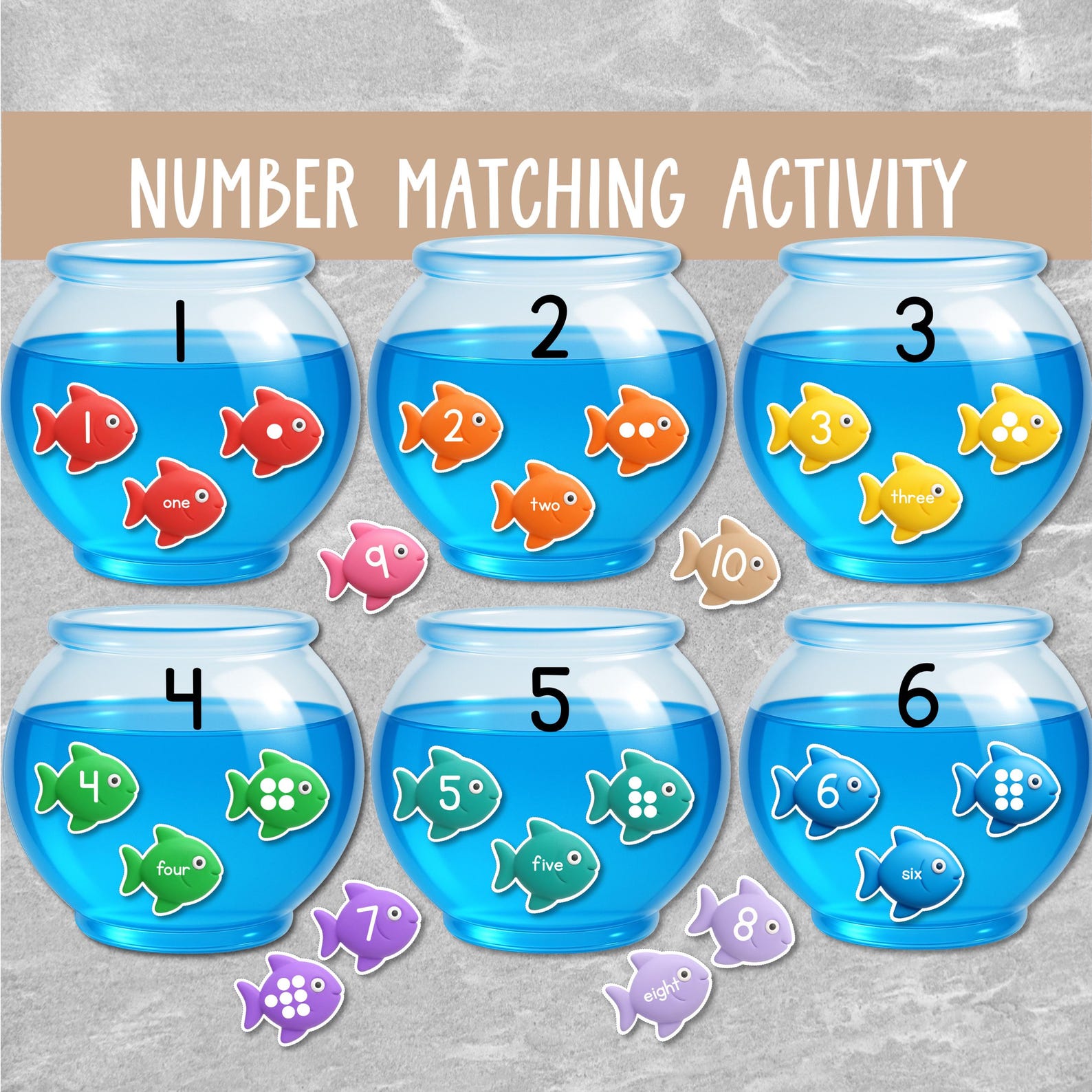 Fish Number Matching Activity – Match Numerals, Words & Dots ...