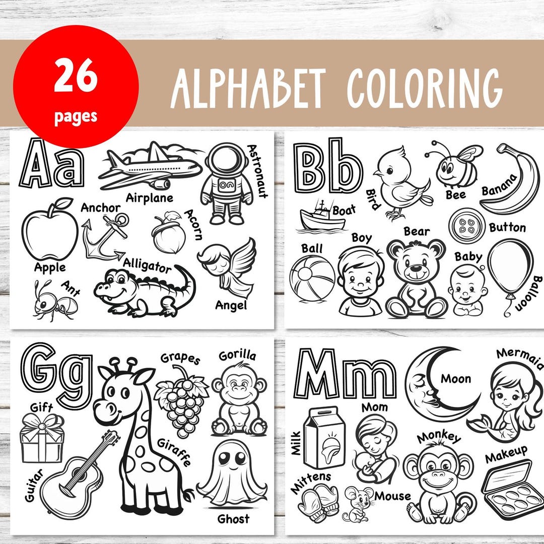 Alphabet Coloring Pages: Preschool Printable Activity (PDF) - Etsy