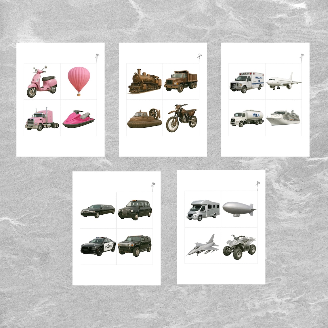 Vehicle Color Sorting Game: Preschool Transportation Cards (digital ...