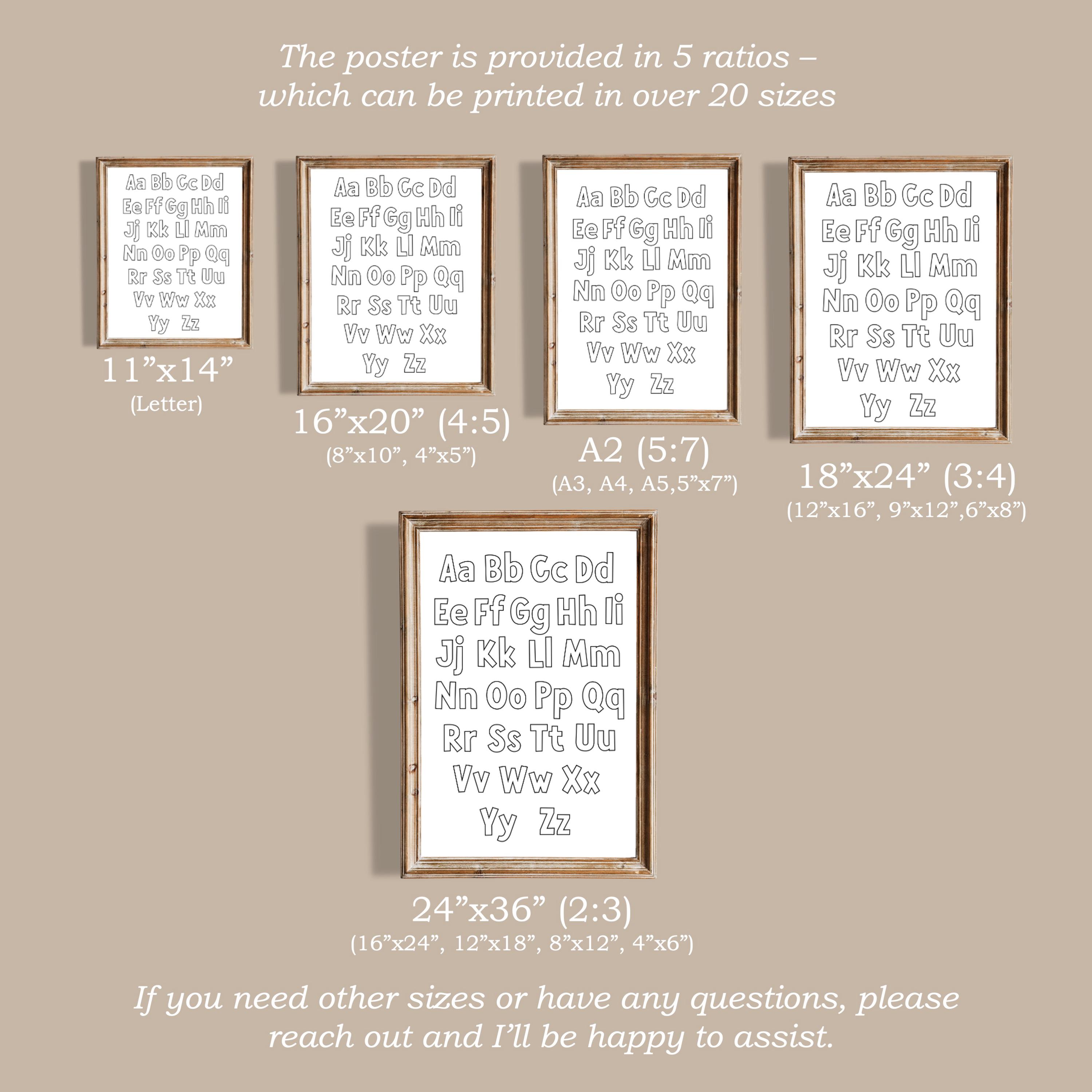 Color-in Alphabet Poster – A to Z Letter Coloring Activity for Kids ...