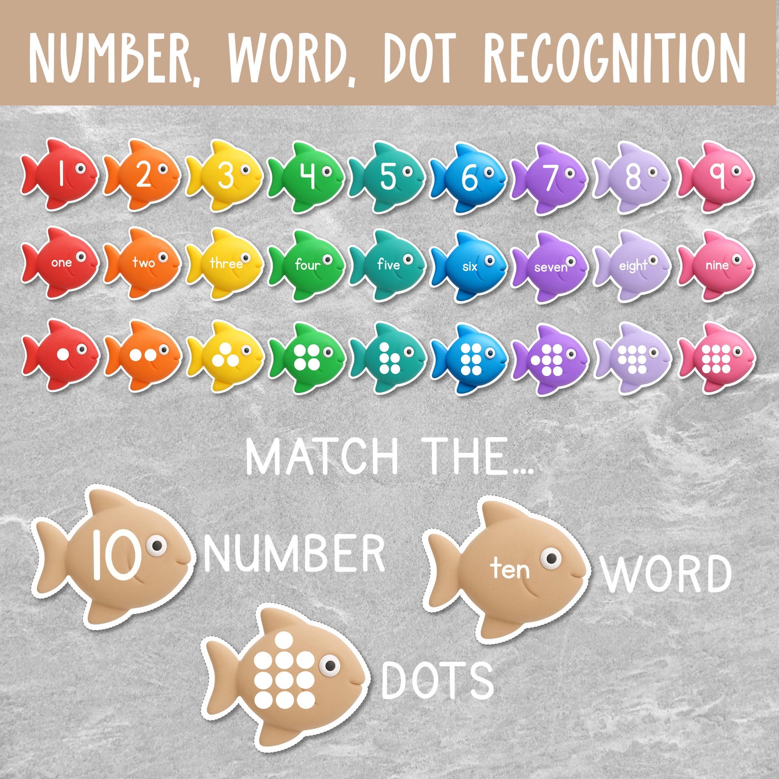 Fish Number Matching Activity – Match Numerals, Words & Dots ...