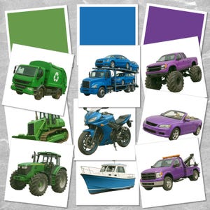 Vehicle Color Sorting Game: Preschool Transportation Cards (digital ...