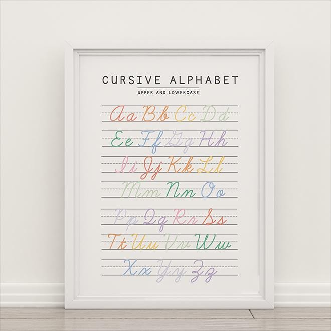 Cursive Handwriting Chart | Printable Alphabet Poster | Homeschool ...