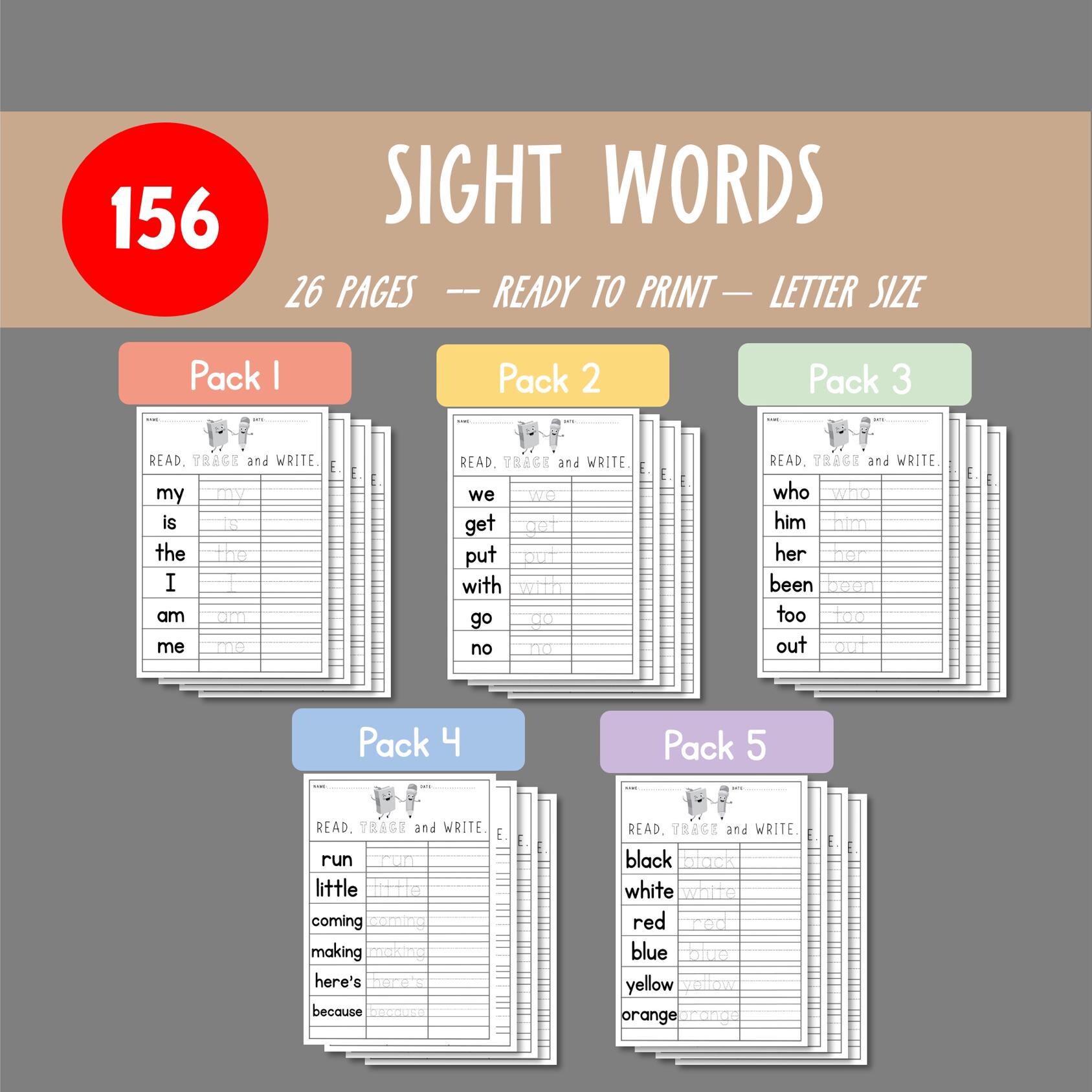 150+ Printable Sight Words | Kindergarten & 1st Grade Worksheets ...