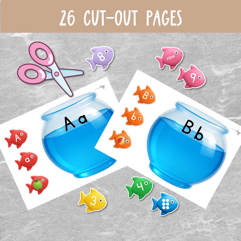 Fish Alphabet Matching Game: Preschool ABC Cards (digital Download ...
