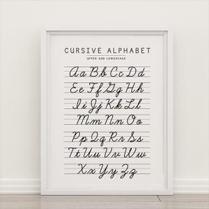 Cursive Handwriting Chart | Printable Alphabet Poster | Homeschool ...