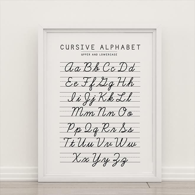 Cursive Handwriting Chart | Printable Alphabet Poster | Homeschool ...