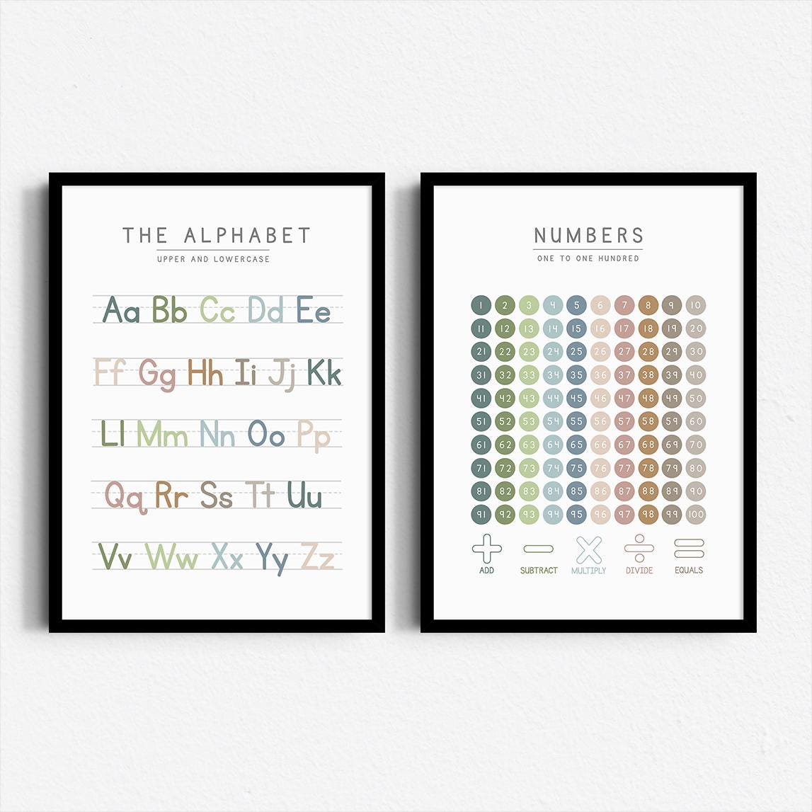 Earth Tone Alphabet & Numbers Chart: Neutral Classroom Decor (digital ...