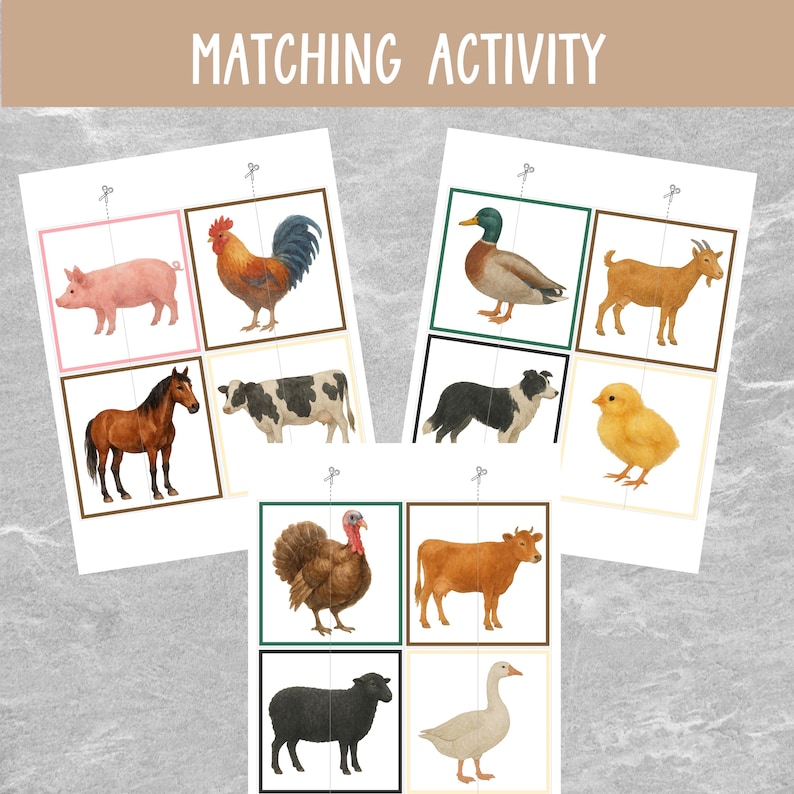 Farm Animal Matching Game: Montessori Toddler Activity (28 Printable ...
