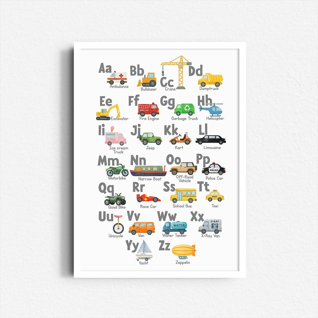 Vehicles Alphabet Print: ABC Transport Poster (digital Download) - Etsy