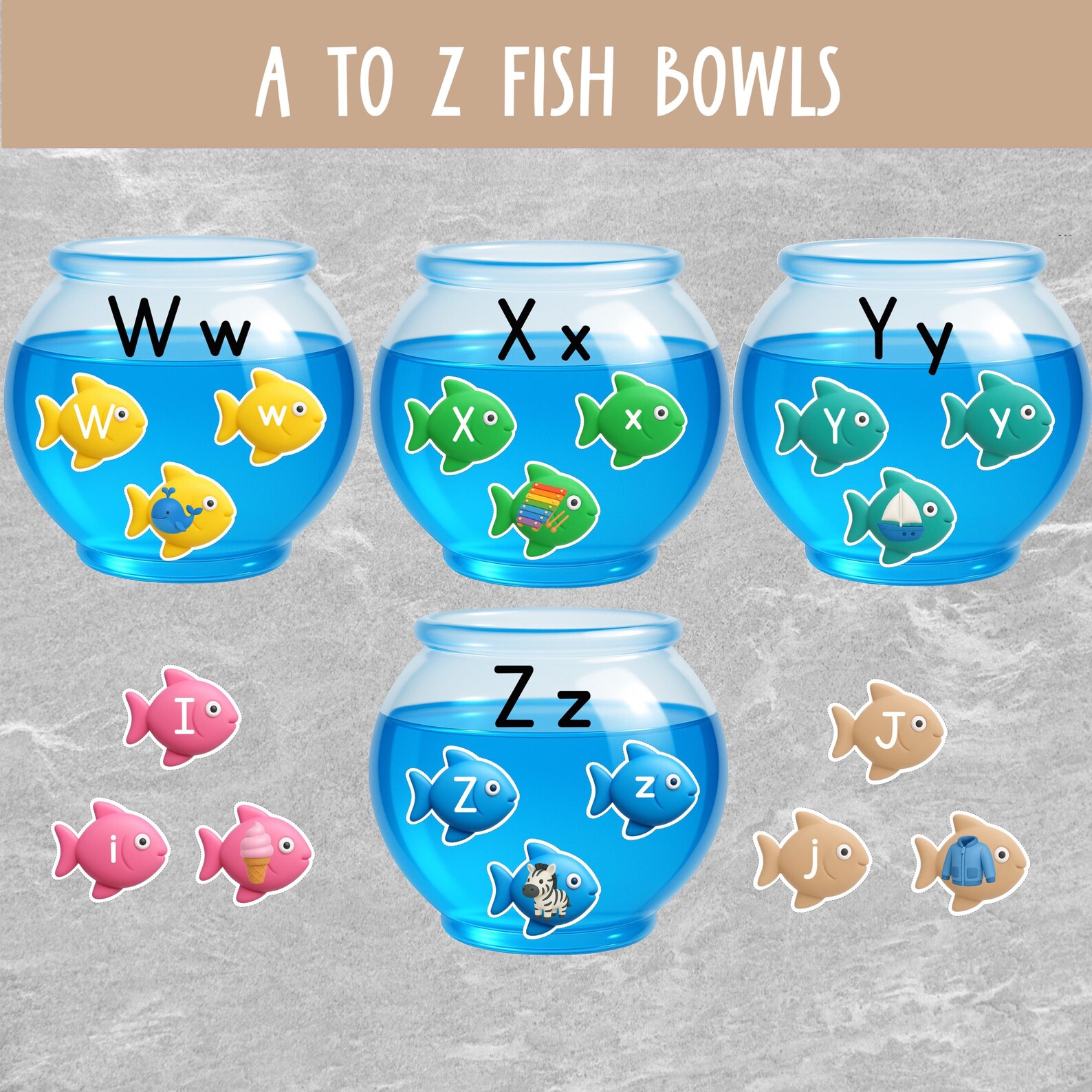Fish Alphabet Matching Game: Preschool ABC Cards (digital Download) - Etsy