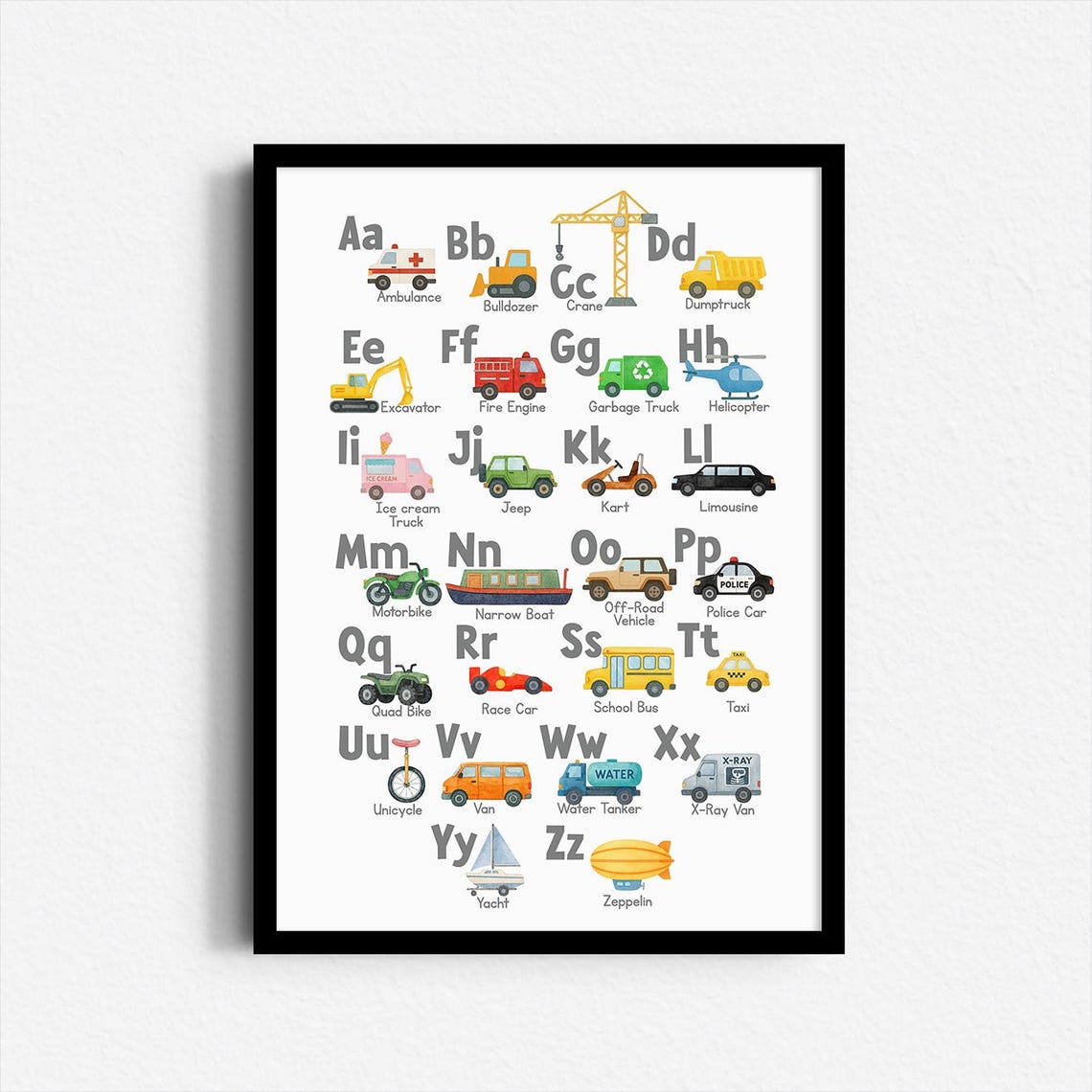 Vehicles Alphabet Print: ABC Transport Poster (digital Download) - Etsy