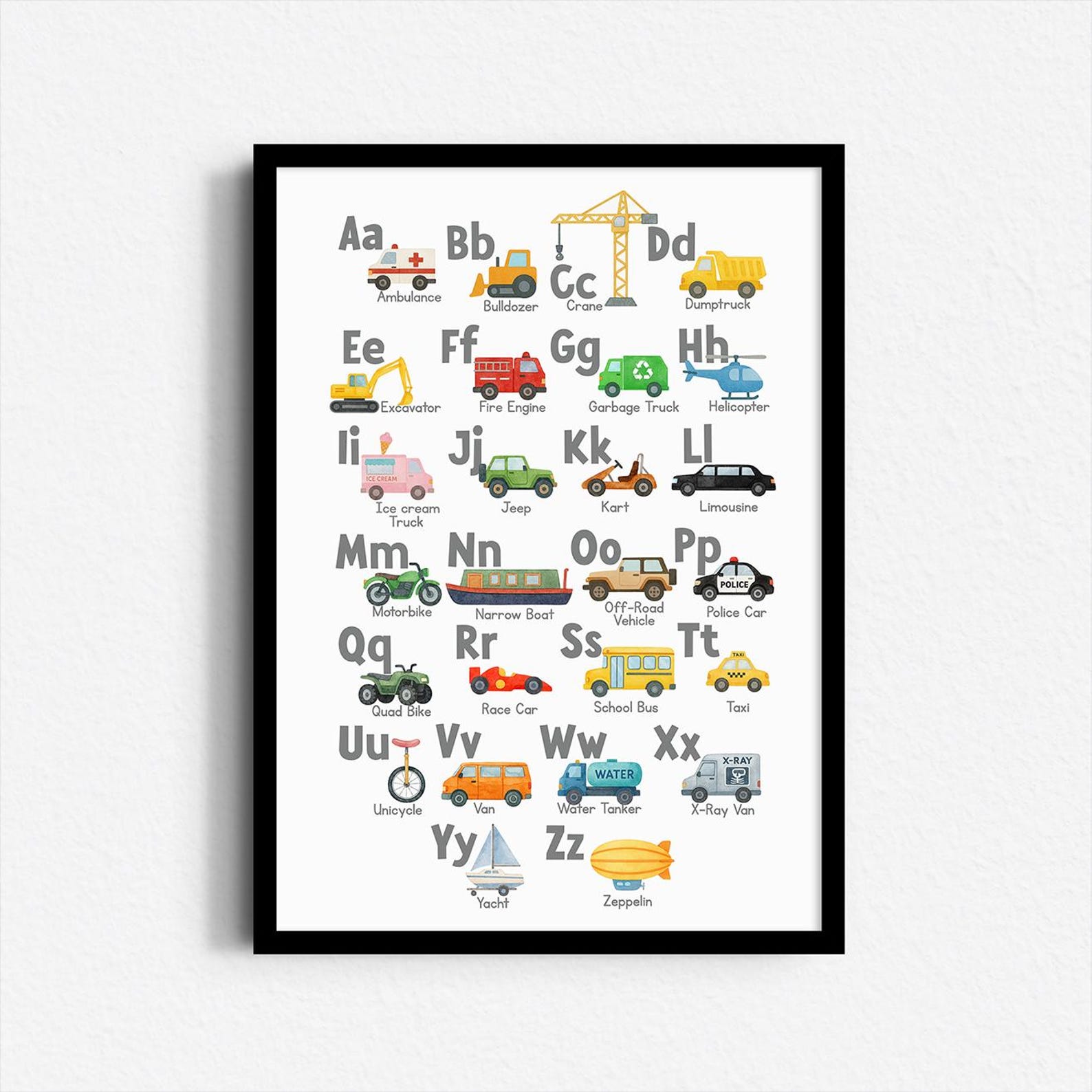 Vehicles Alphabet Print: ABC Transport Poster (digital Download) - Etsy