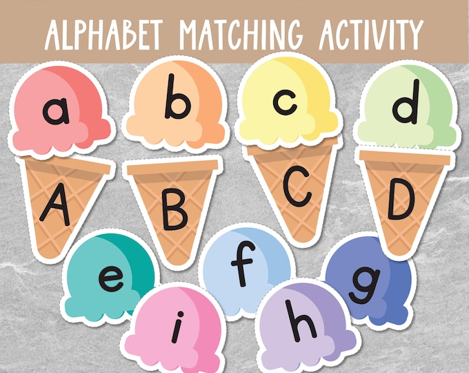 Ice Cream Alphabet Matching Game: Preschool Printable (digital Download ...