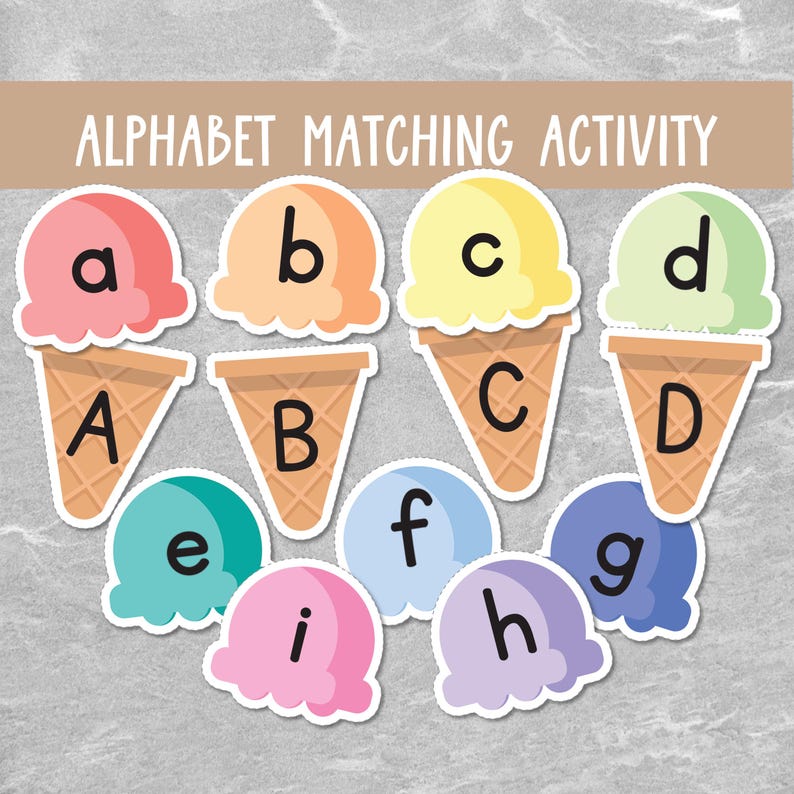Ice Cream Alphabet Matching Game: Preschool Printable (digital Download ...