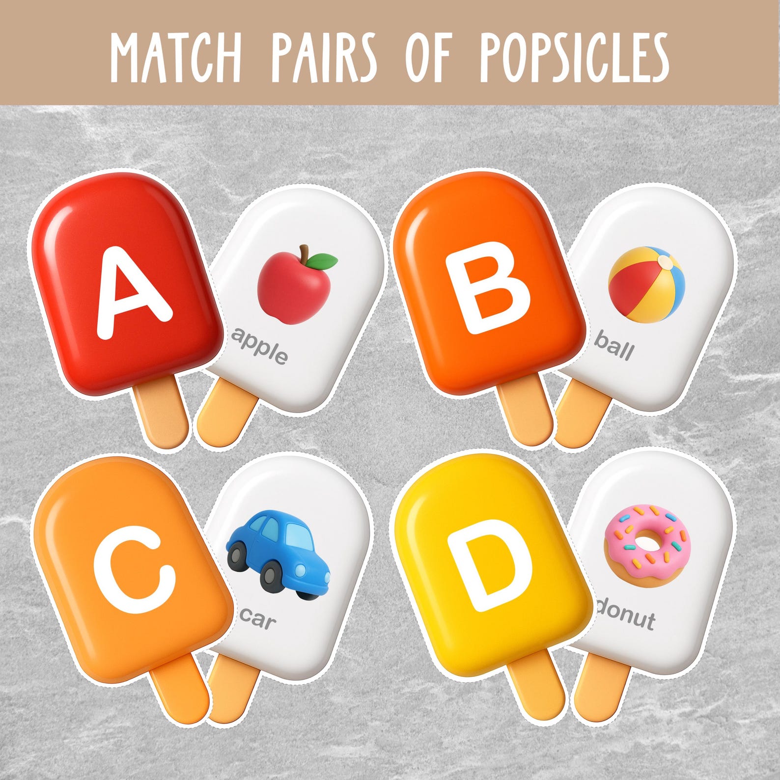 Popsicle Alphabet Matching Game: Preschool ABC Learning (digital ...