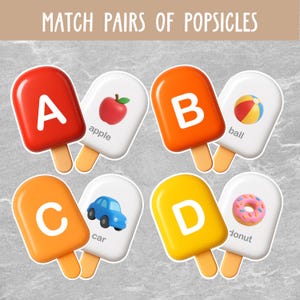 Popsicle Alphabet Matching Game: Preschool ABC Learning (digital ...