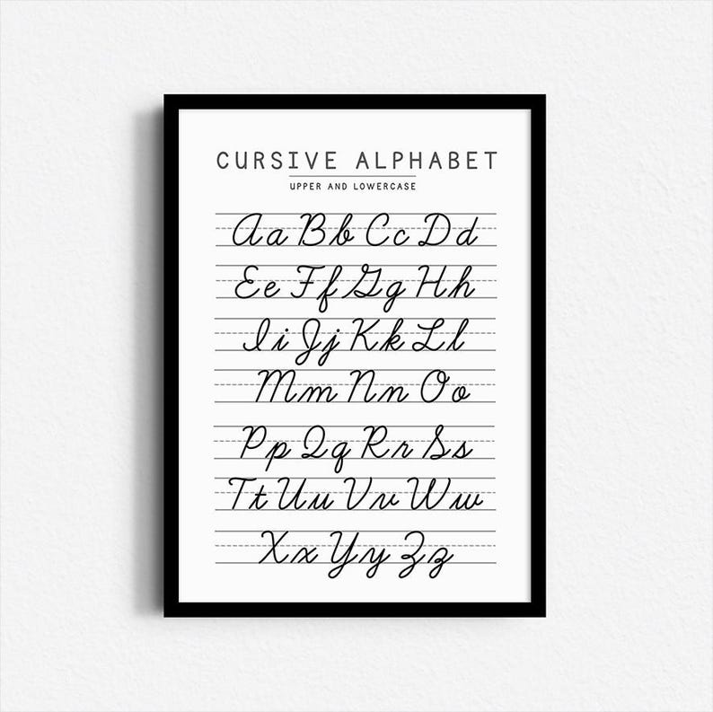 Cursive Handwriting Chart | Printable Alphabet Poster | Homeschool ...