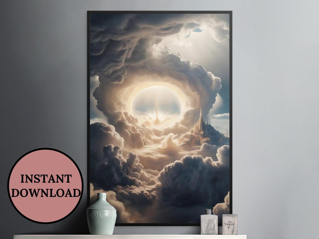 Celestial Heaven (21) Surreal Fantasy Cloudscape AI Wall Art Instant ...