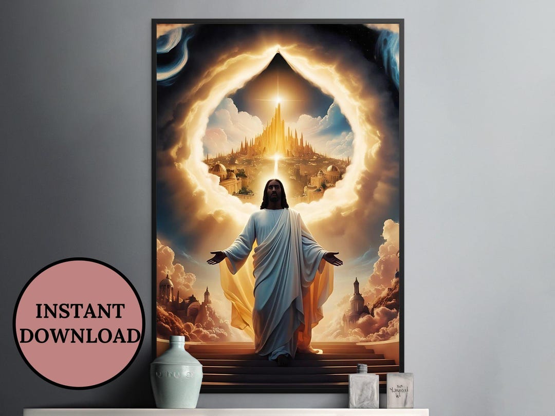 Celestial Heaven (1) AI Wall Art of Divine Figure, Heaven Above ...