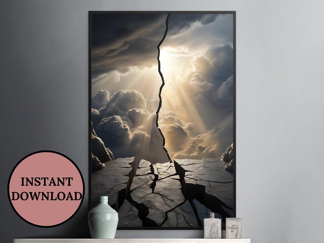 Celestial Heaven (37) AI Wall Art, Stormy Sky With Giant Crack, Instant ...