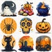 Quirky Halloween Clip Art Ghost Witch Pumpkin Skull Spider PNG Bundle ...