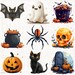 Quirky Halloween Clip Art Ghost Witch Pumpkin Skull Spider PNG Bundle ...