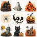 Quirky Halloween Clip Art Ghost Witch Pumpkin Skull Spider PNG Bundle ...