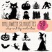 Quirky Halloween Clip Art Ghost Witch Pumpkin Skull Spider PNG Bundle ...