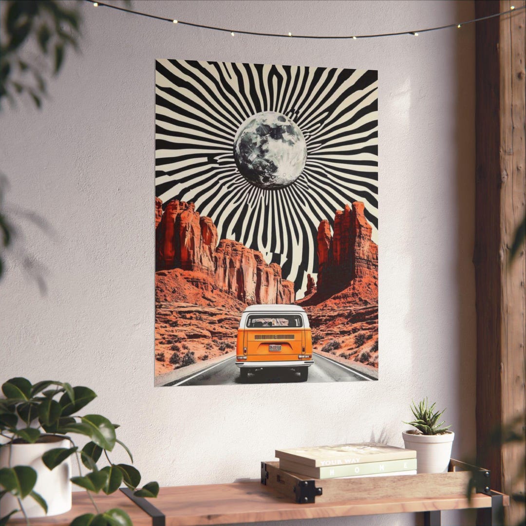 Trippy Desert Road Trip Poster - Etsy