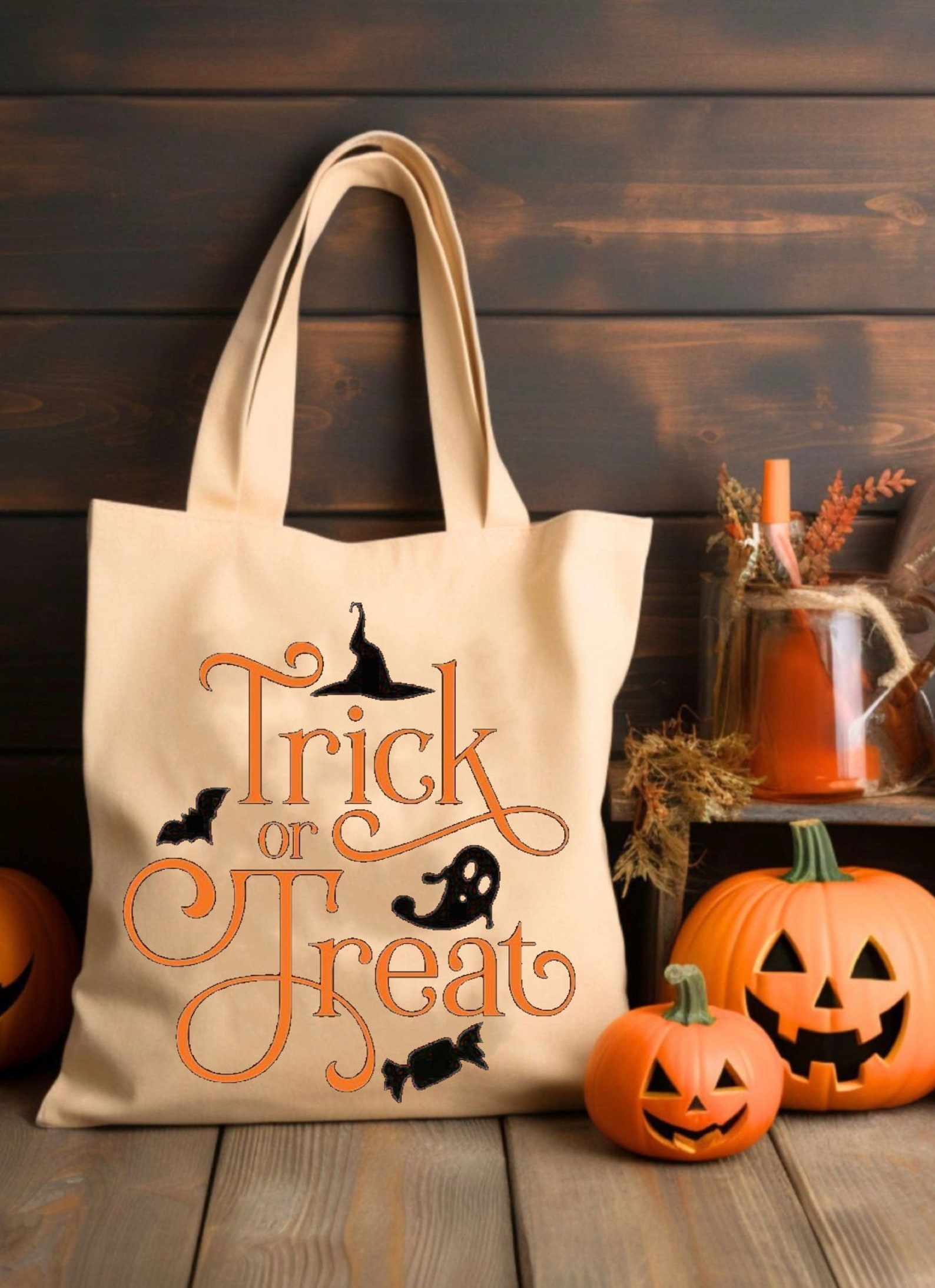 Witch Trick or Treat Bag, Fall Tote Bag, Halloween Tote Bag, Kids ...