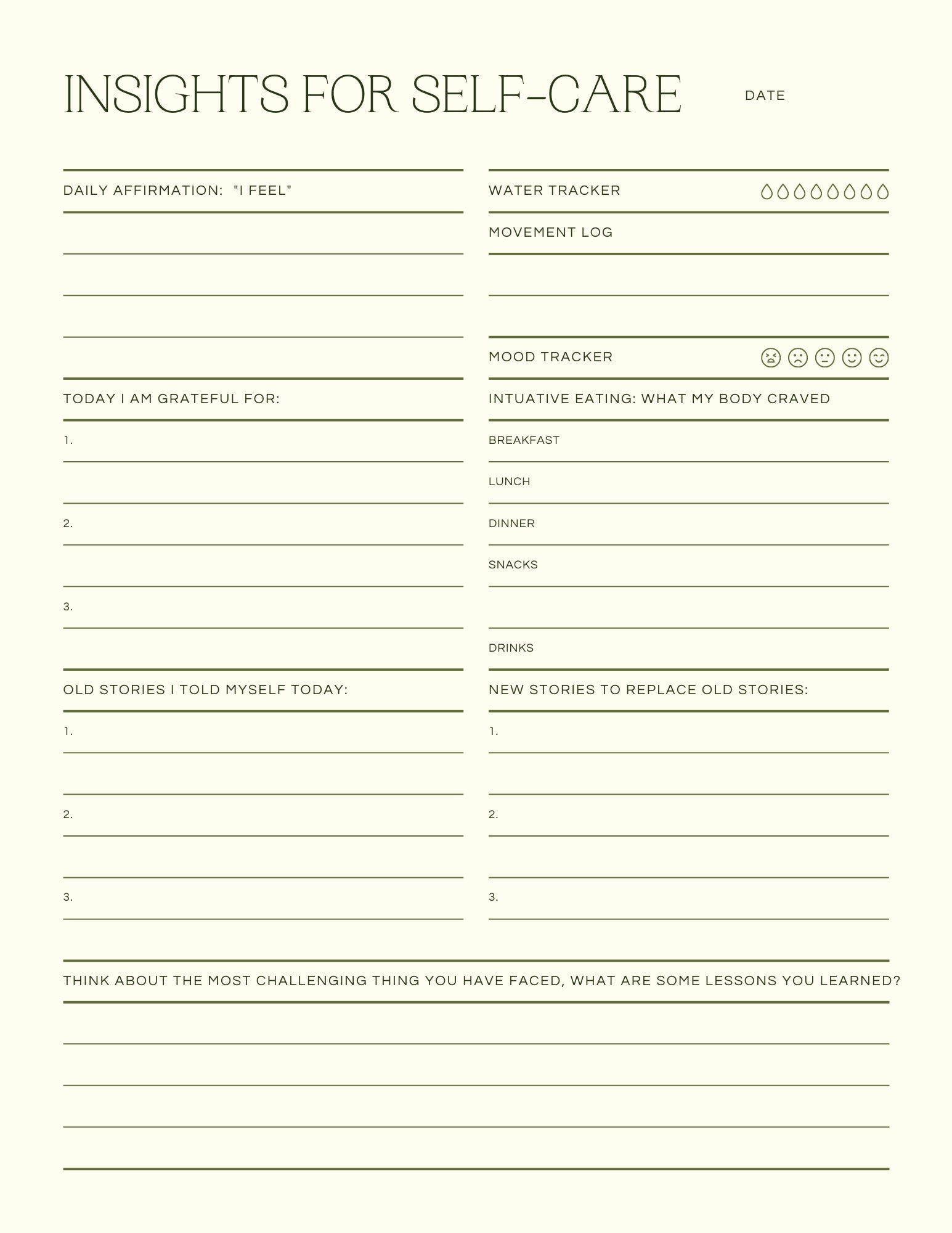 Self-care, Daily Log, Counseling Progress, Mental Health, Counseling ...