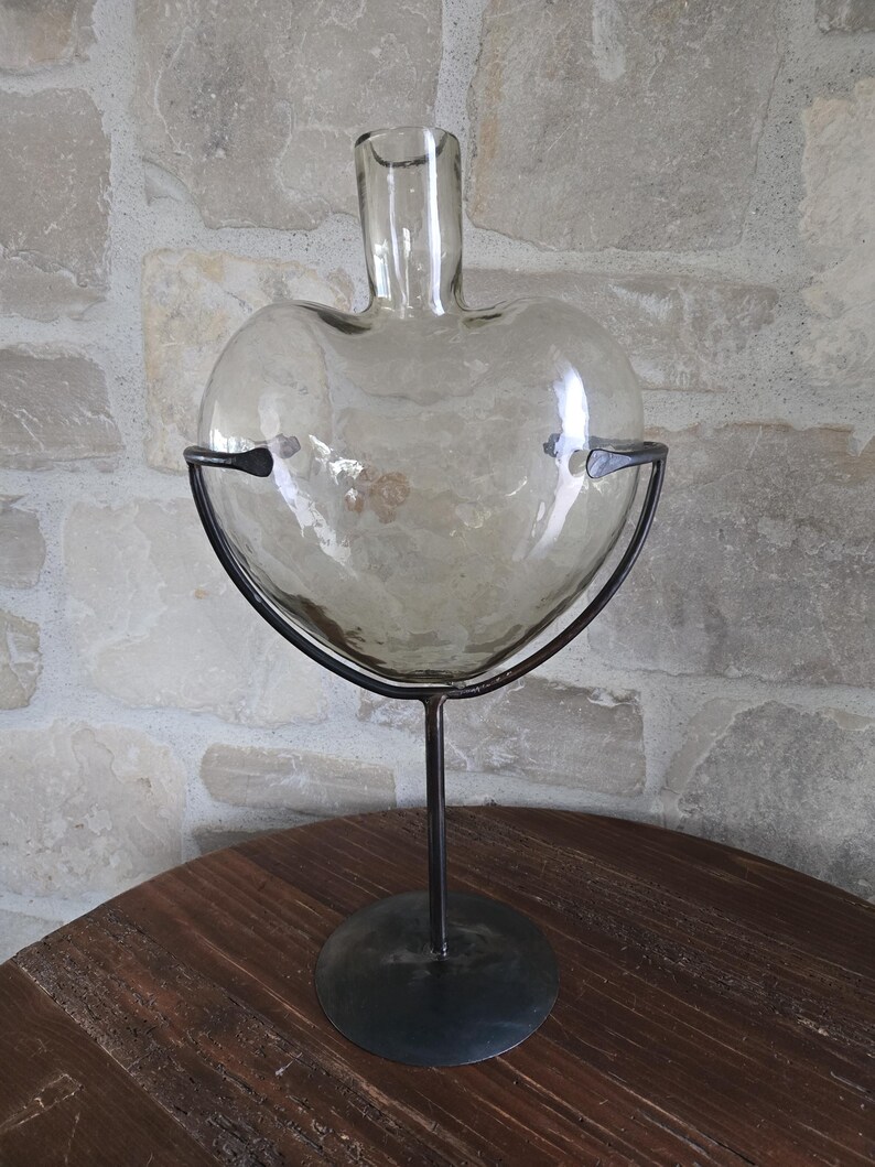 Extra Large Glass Heart on Simple Stand Flower Vase Decanter - Etsy