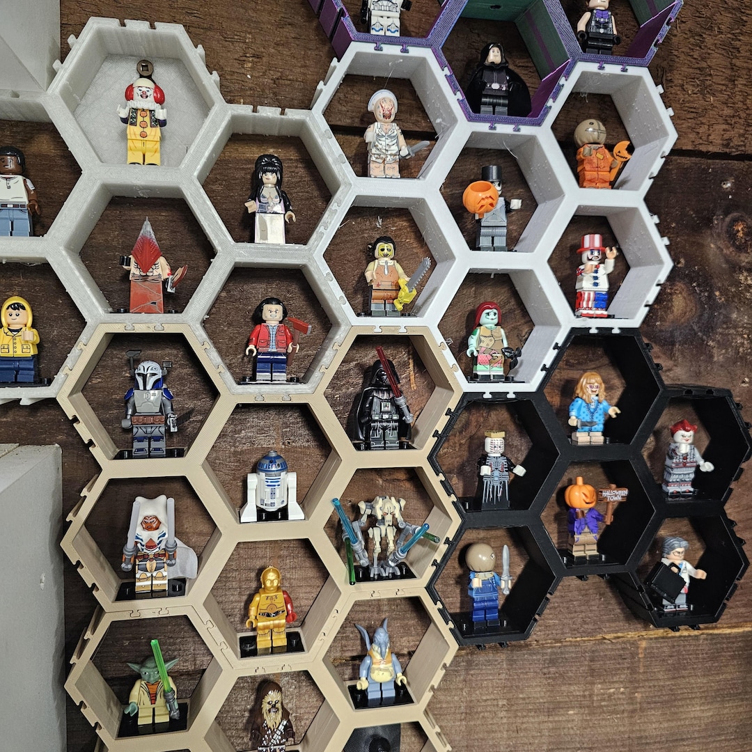 Lego Hexagon Mini Figure Wall Mounts That Interlock to Show off Your ...