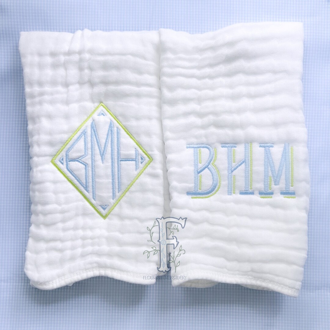 Boys Muslin Burp Cloth Bundle | Monogrammed Burp Cloths | Monogrammed ...