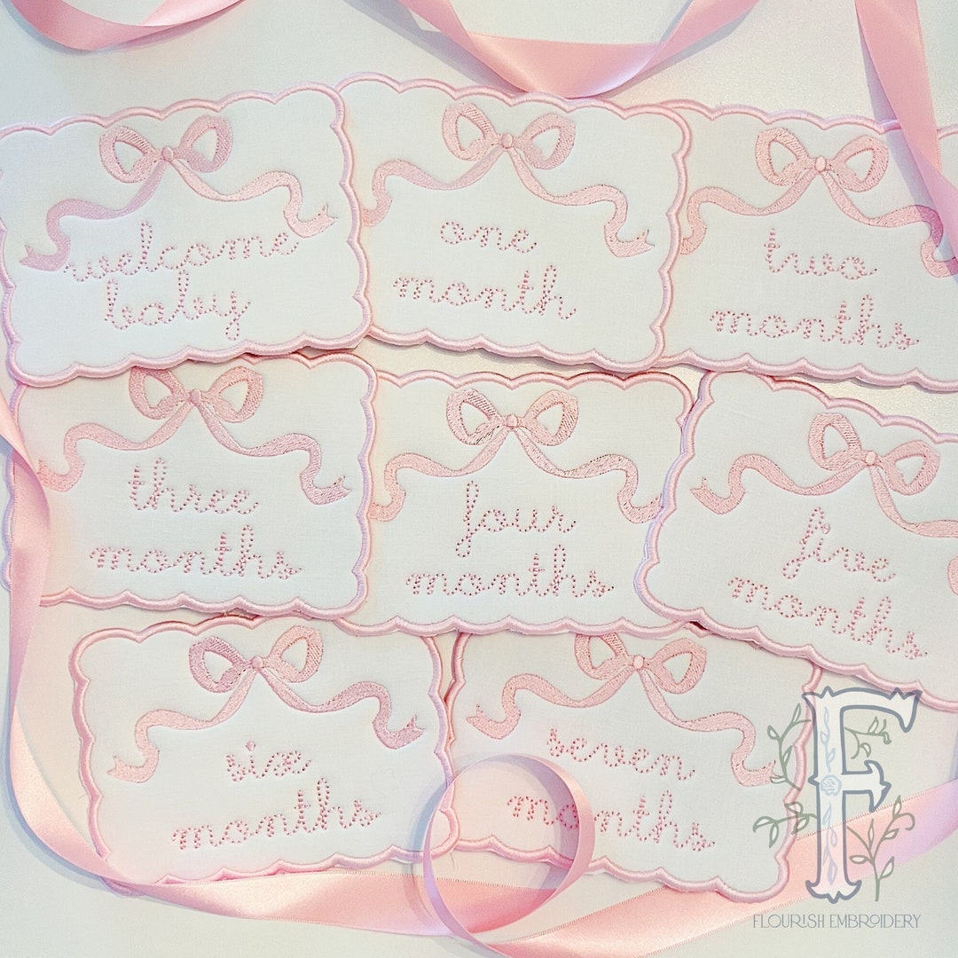 Embroidered Milestone Cards | Custom Milestone Cards | Baby Girl ...