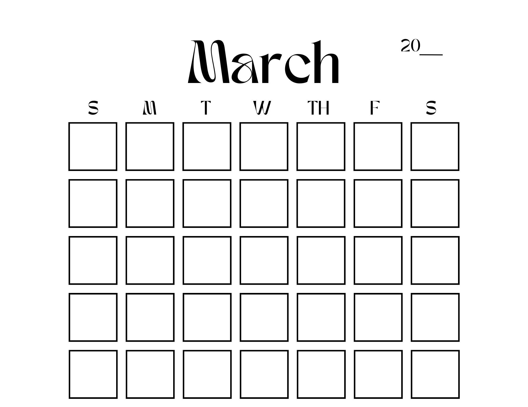 Blank Monthly Calander - Etsy