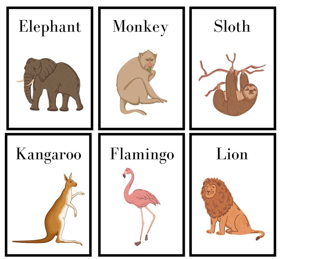 Animal Charades Card Game 24 Flash Cards - Etsy