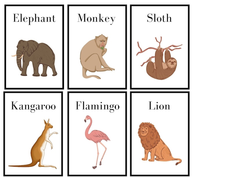 Animal Charades Card Game 24 Flash Cards - Etsy