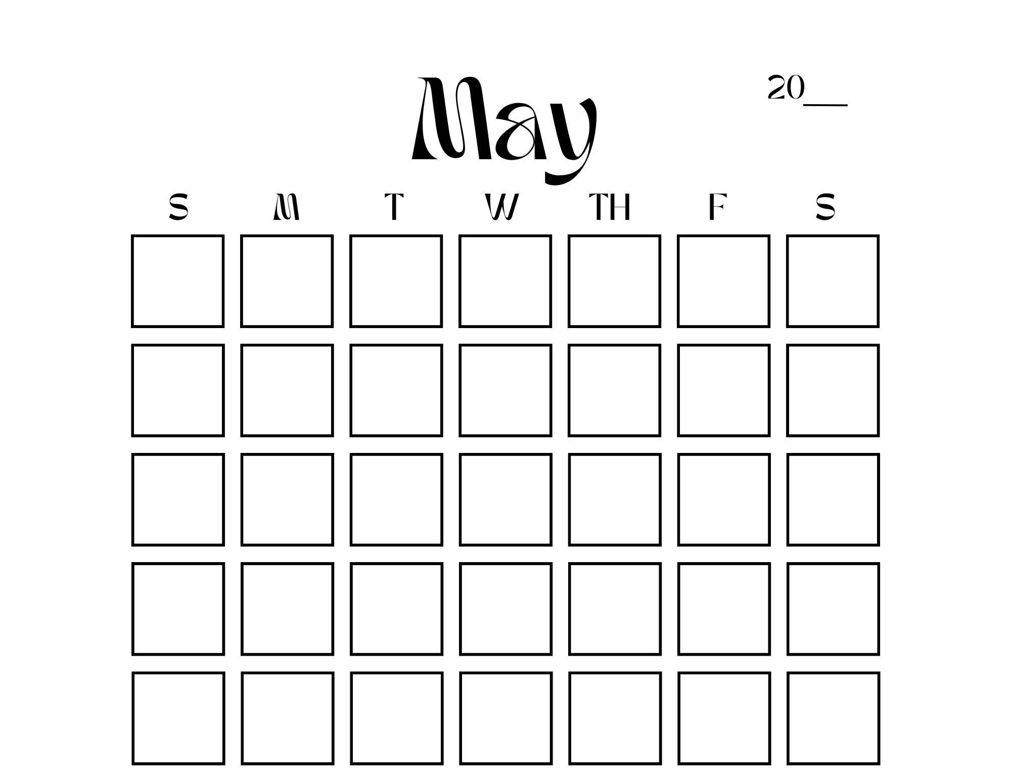 Blank Monthly Calander - Etsy