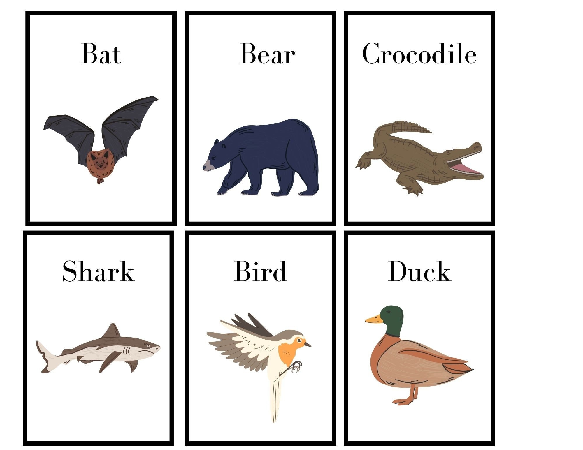 Animal Charades Card Game 24 Flash Cards - Etsy