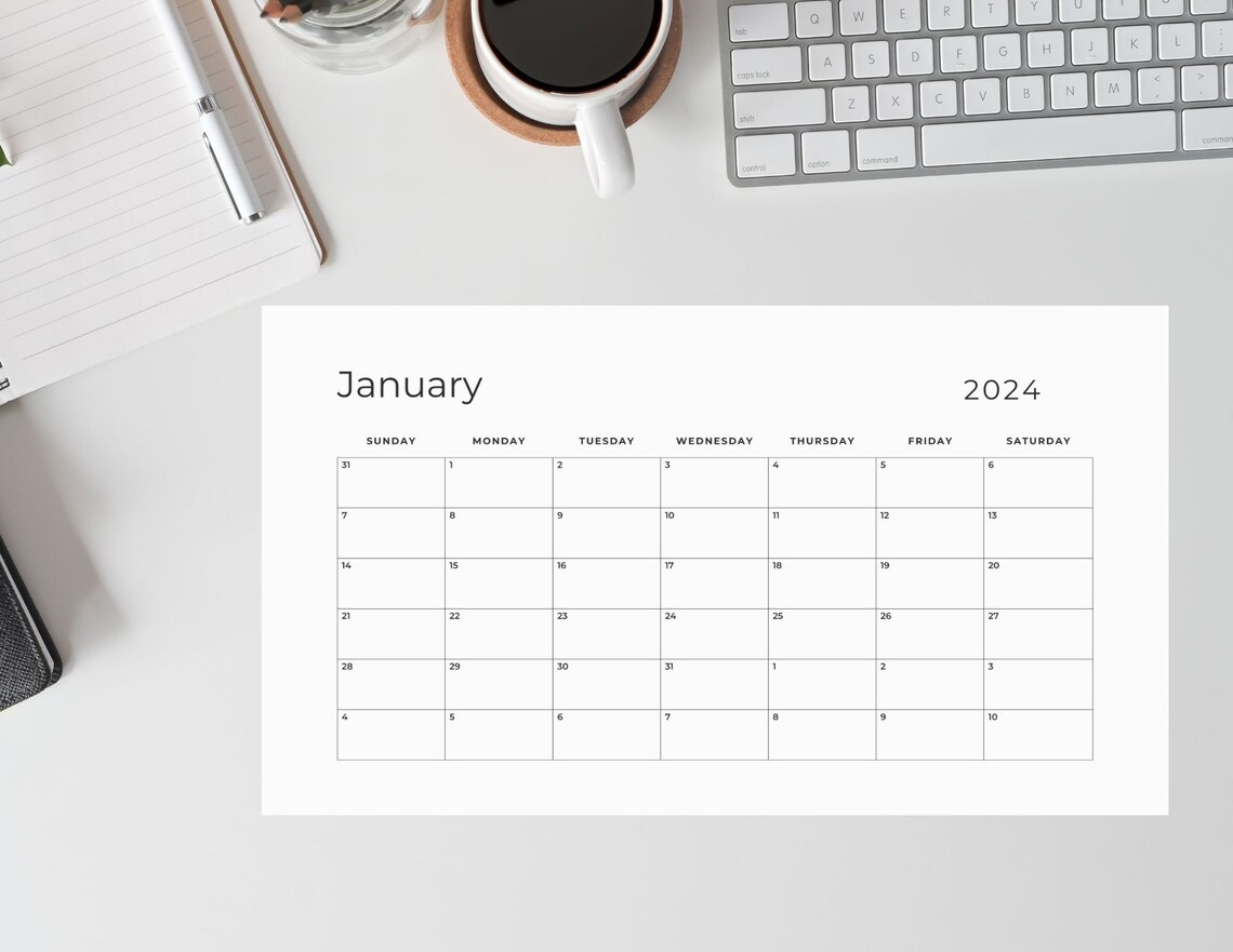 White Minimalist 2024 Calander - Etsy