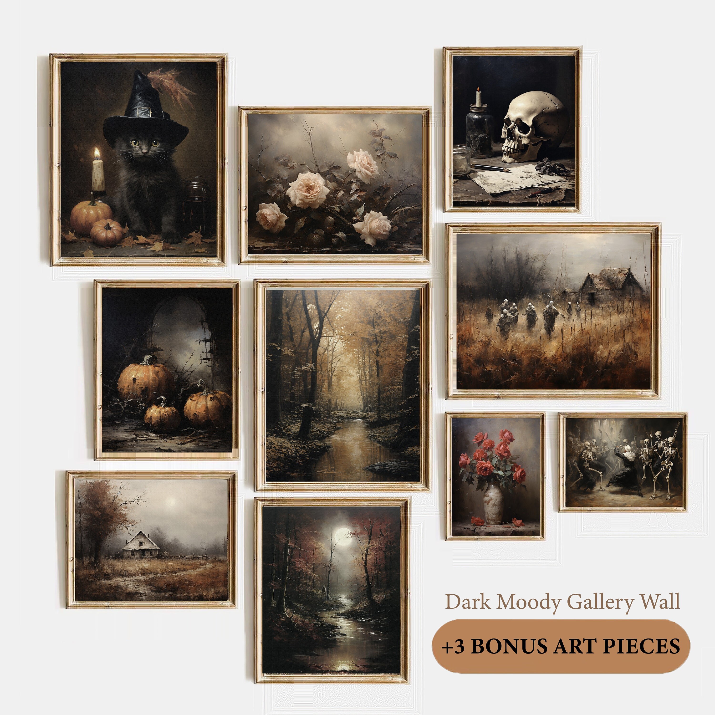 Fall Moody Gallery Wall Prints SET of 10, Halloween Fall Printable Art ...