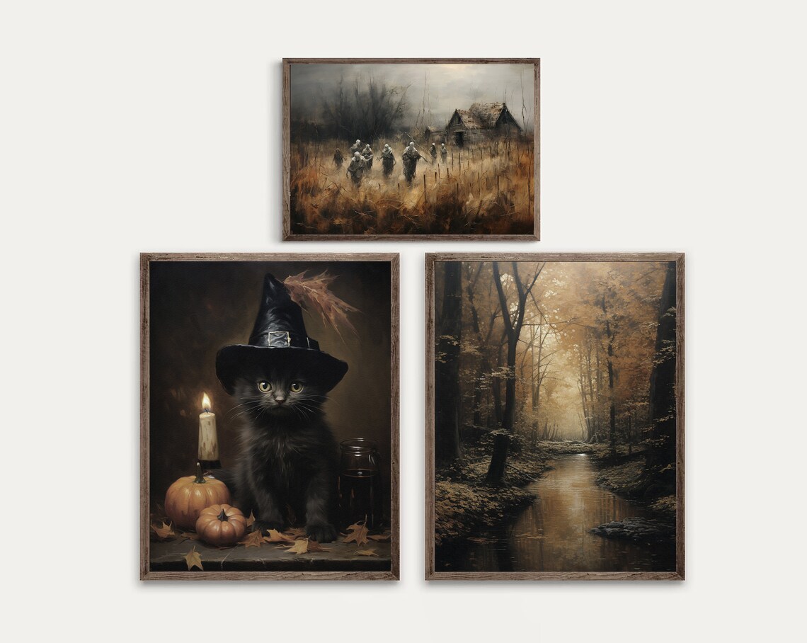 Fall Moody Gallery Wall Prints SET of 10, Halloween Fall Printable Art ...