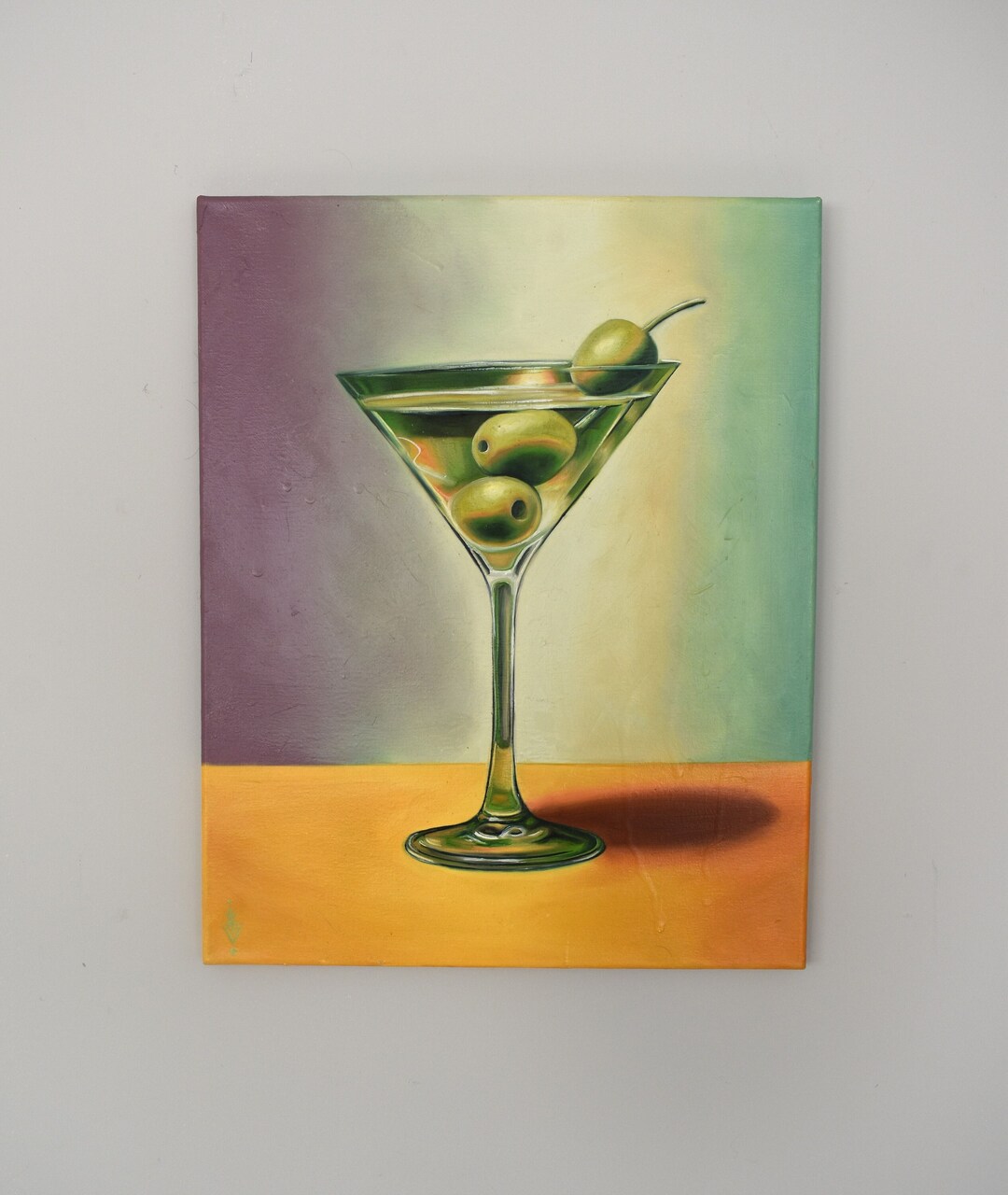 Oil Painting Martini Painting 16 X 20 in Green Chic Martini Glass ...