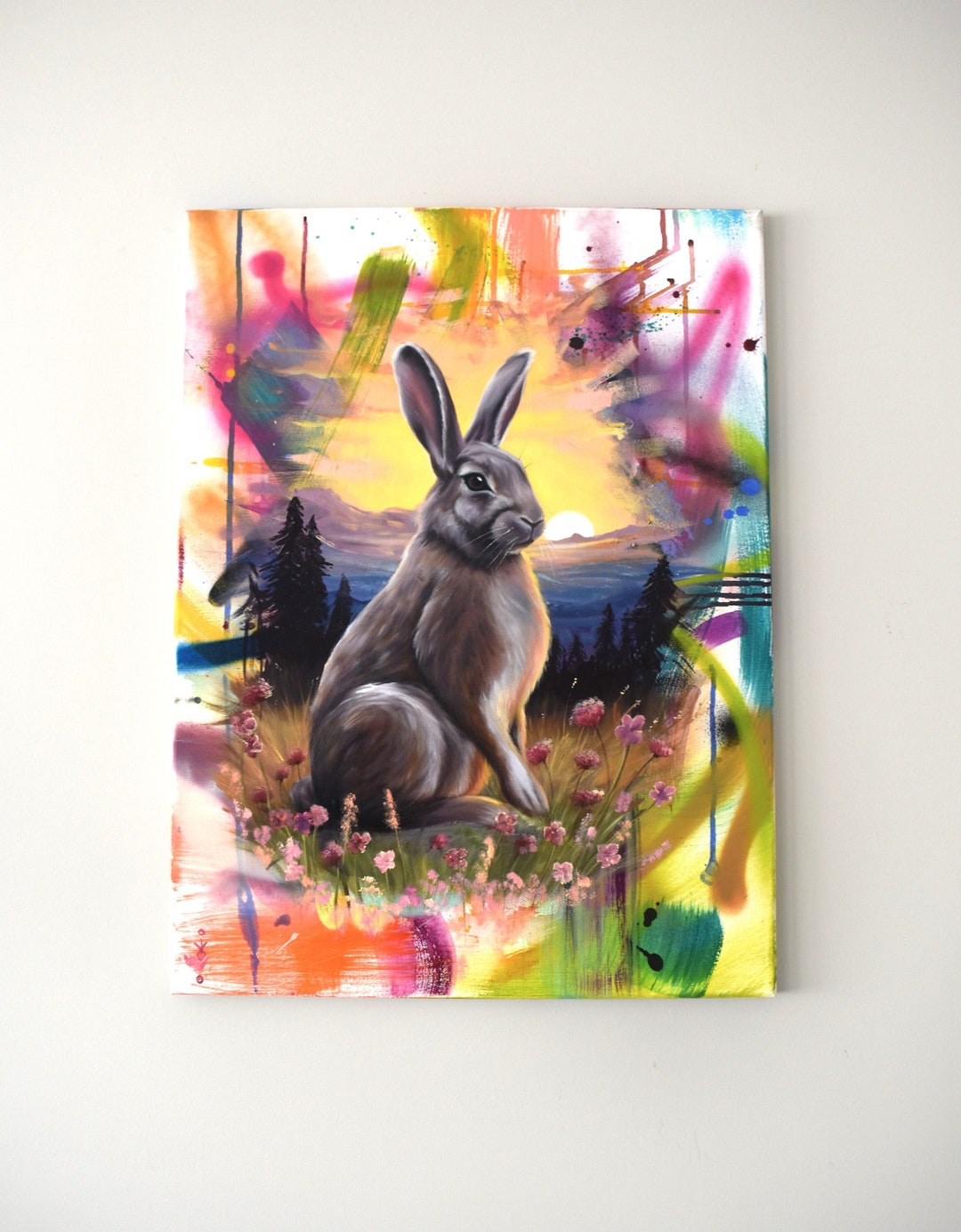 Bunny Rabbit Oil Painting on Canvas - Etsy
