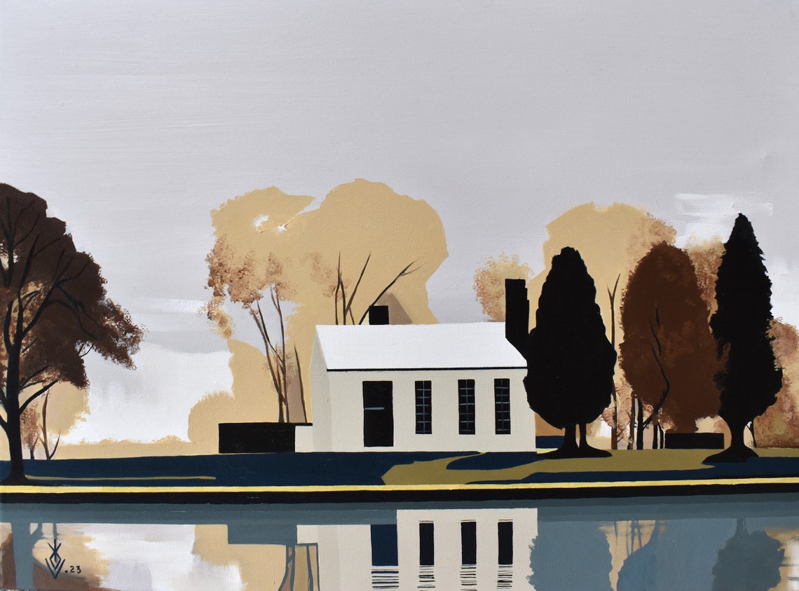 Minimalist Landscape Oil Painting on Canvas - Etsy