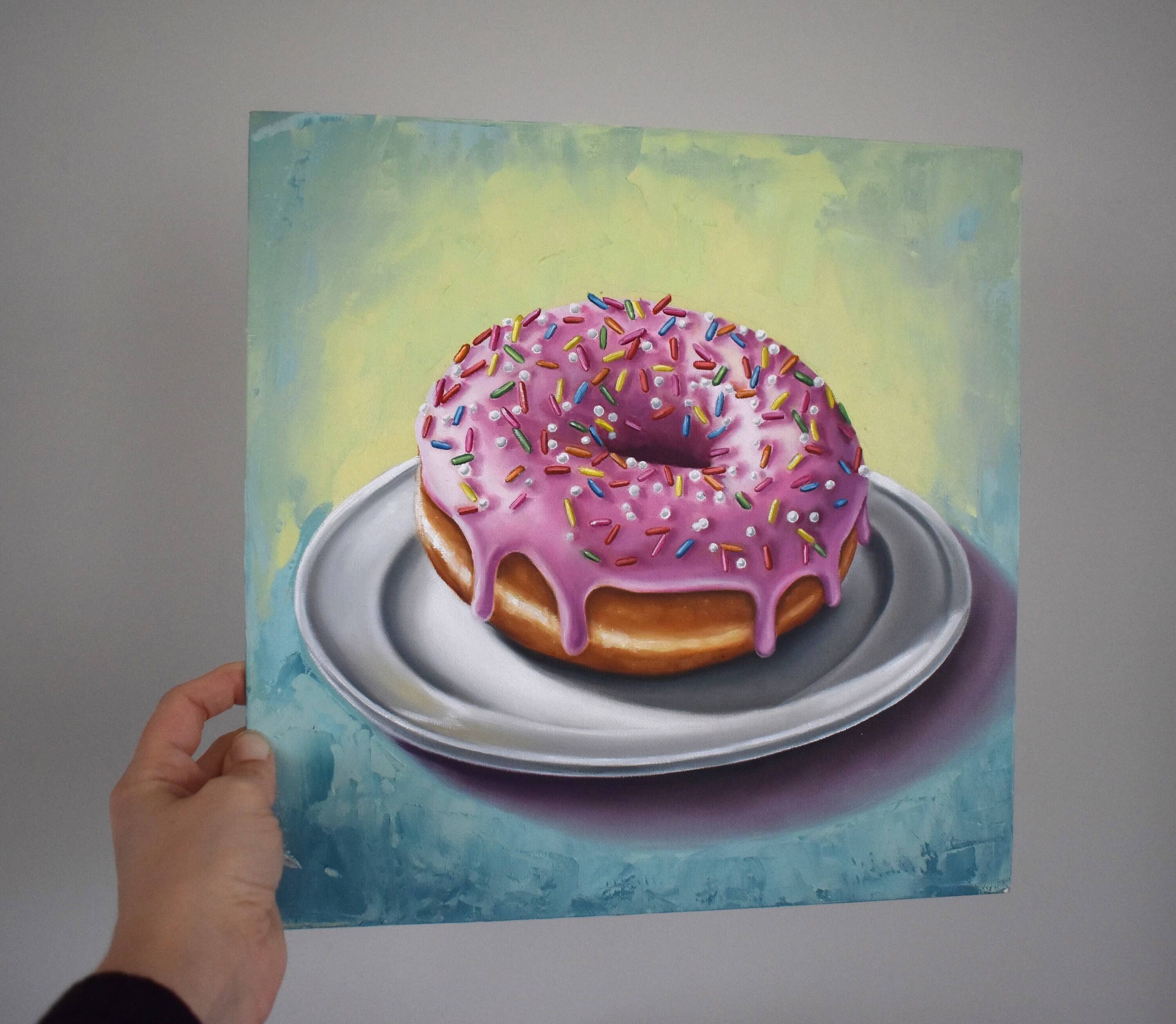 Donut Oil Painting Handcrafted Artwork 12 X 12 In - Etsy